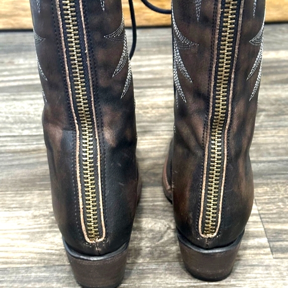 Freebird by Steven | Shoes | Preowned Freebird Wilder Tall Lace Up Genuine Leather Cognac Boots ...